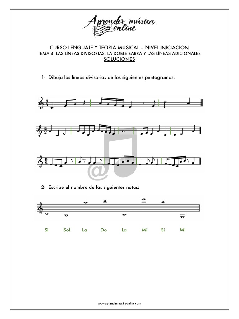 4 - TEORÍA MUSICAL - LAS LÍNEAS DIVISORIAS, LA DOBLE BARRA Y LAS LÍNEAS ...