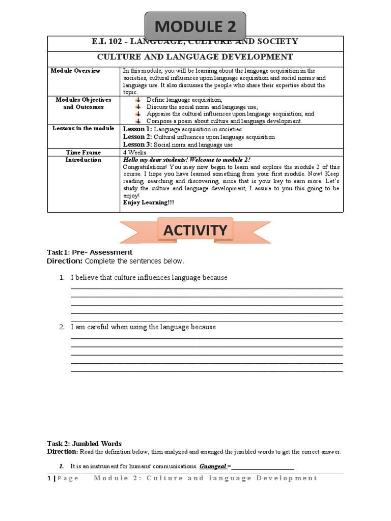 Module 2 - Lesson 1-3 | PDF | Language Acquisition | Second Language Acquisition
