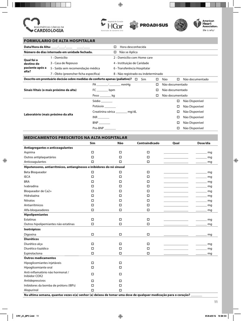 Formulário de Alta Hospitalar | PDF | Medicina Clínica | Drogas