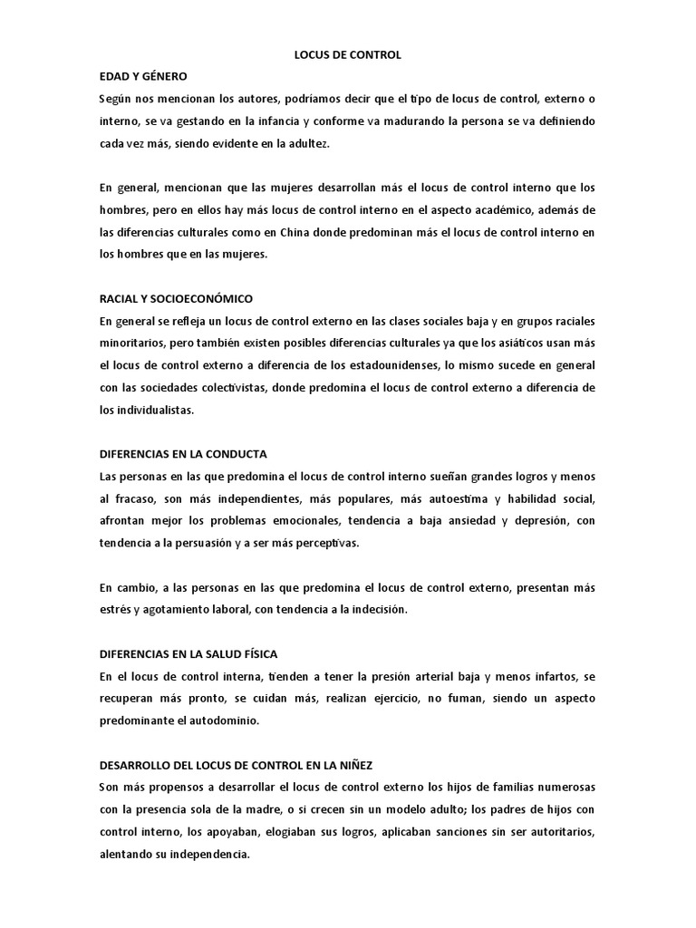 Locus de Control y Julian Rotter | PDF | Comportamiento | Sicología