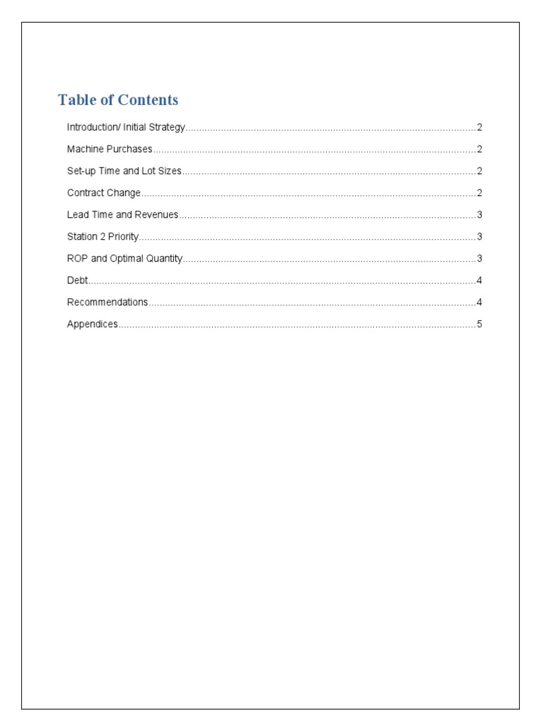 Littlefield Simulation Report | PDF | Inventory | Applied Mathematics