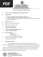 Parent Orientation Narrative Report | PDF | Teachers | Learning