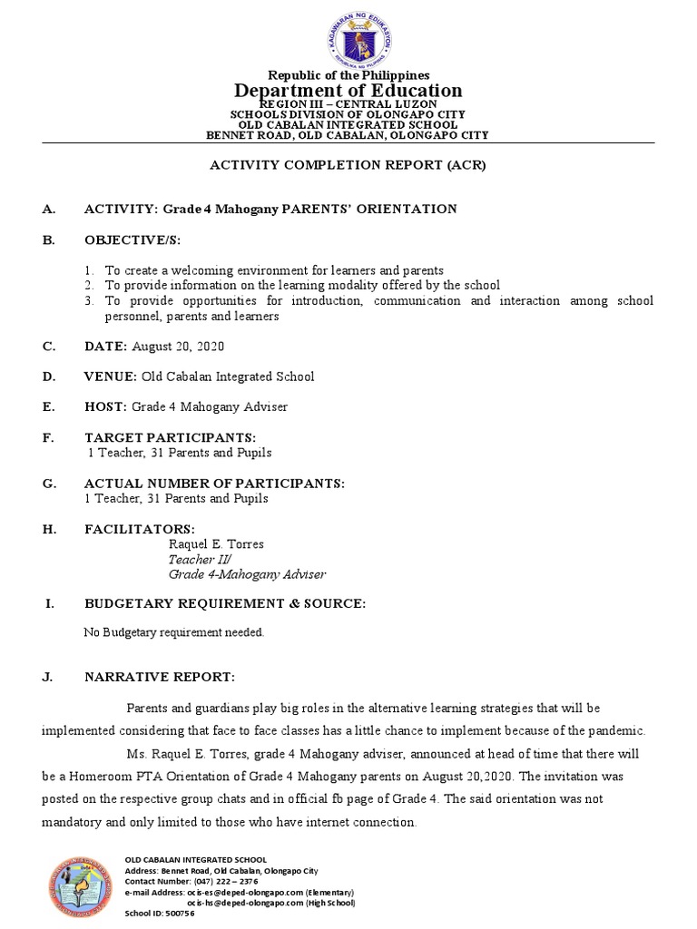 Acr - Parents Orientation | PDF | Communication | Learning