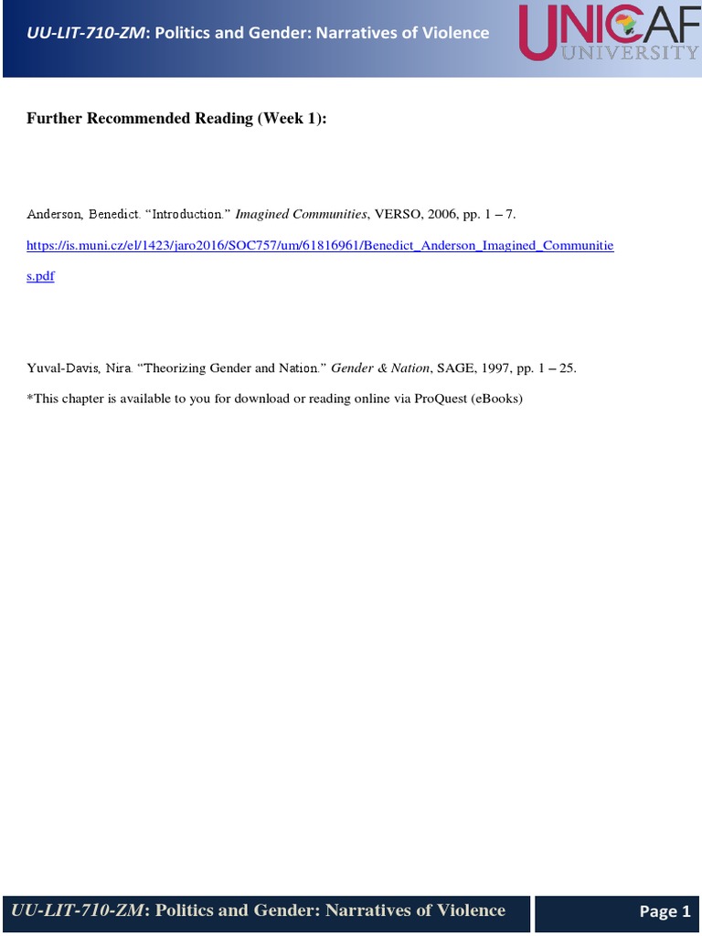 Further Recommended Reading - Week 1 | PDF | Politics | Social Science