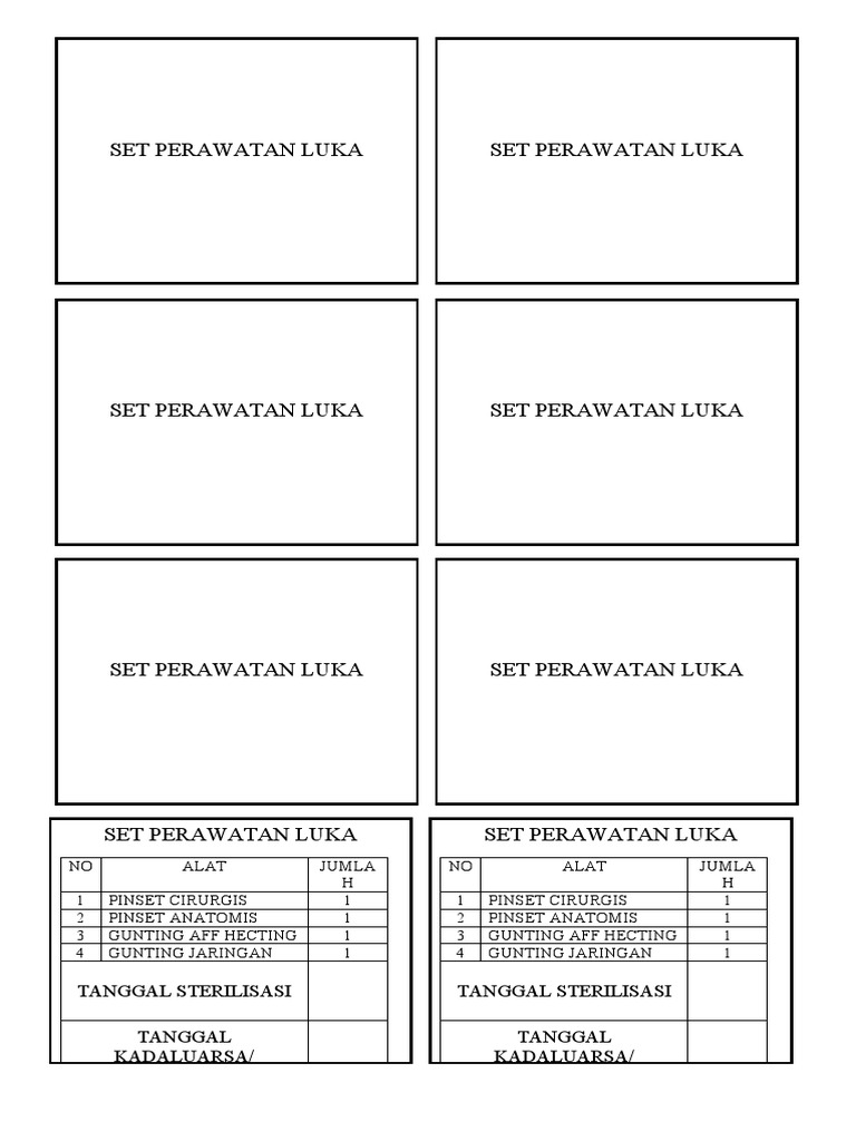 Set Perawatan Luka Set Perawatan Luka: Tanggal Sterilisasi Tanggal ...
