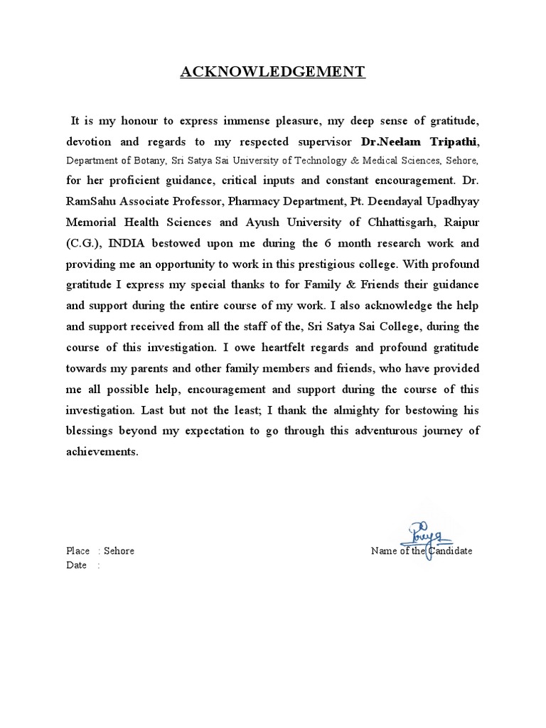 Acknowledgement: Department of Botany | PDF