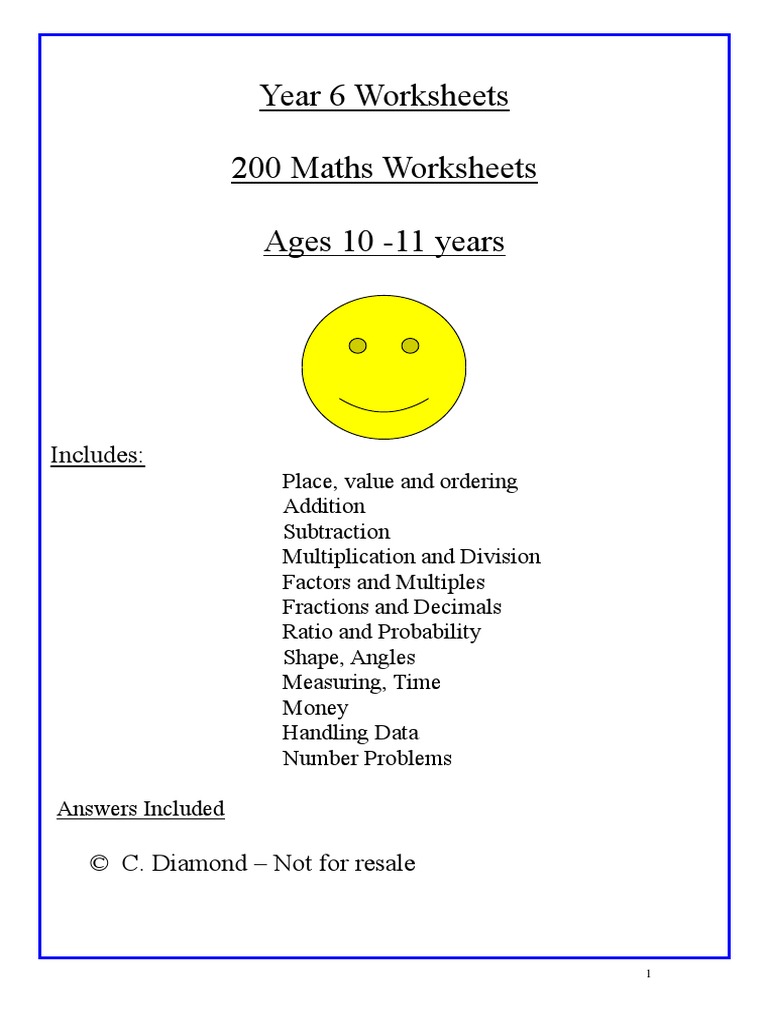 Year 6 Maths Worksheets PDF Free | PDF | Multiplication | Prime Number