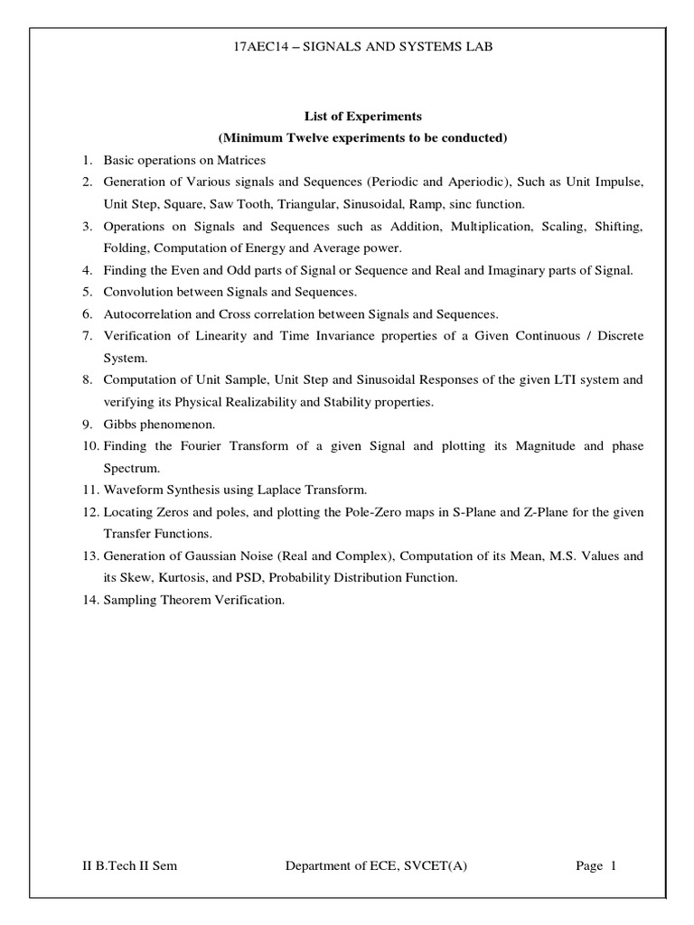 Signals and Systems Lab (10!12!19) With Answers | PDF | Spectral ...
