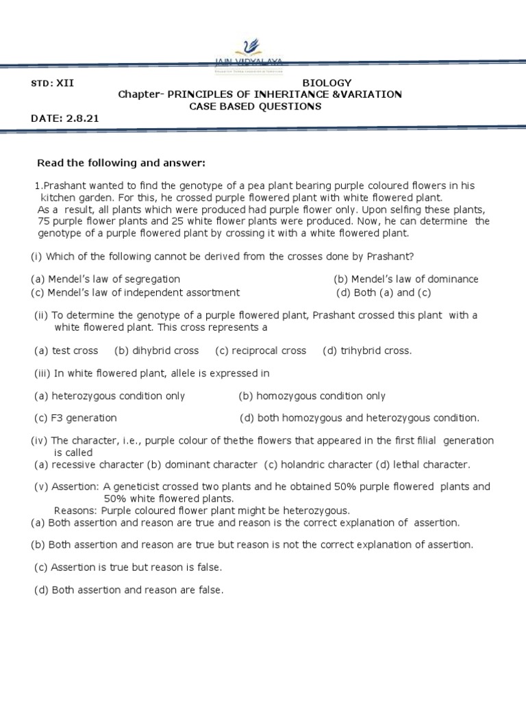 Case Study - Genetic XII | PDF | Dominance (Genetics) | Genetics