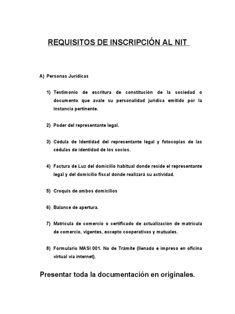 Requisitos de Inscripción Al Nit | PDF