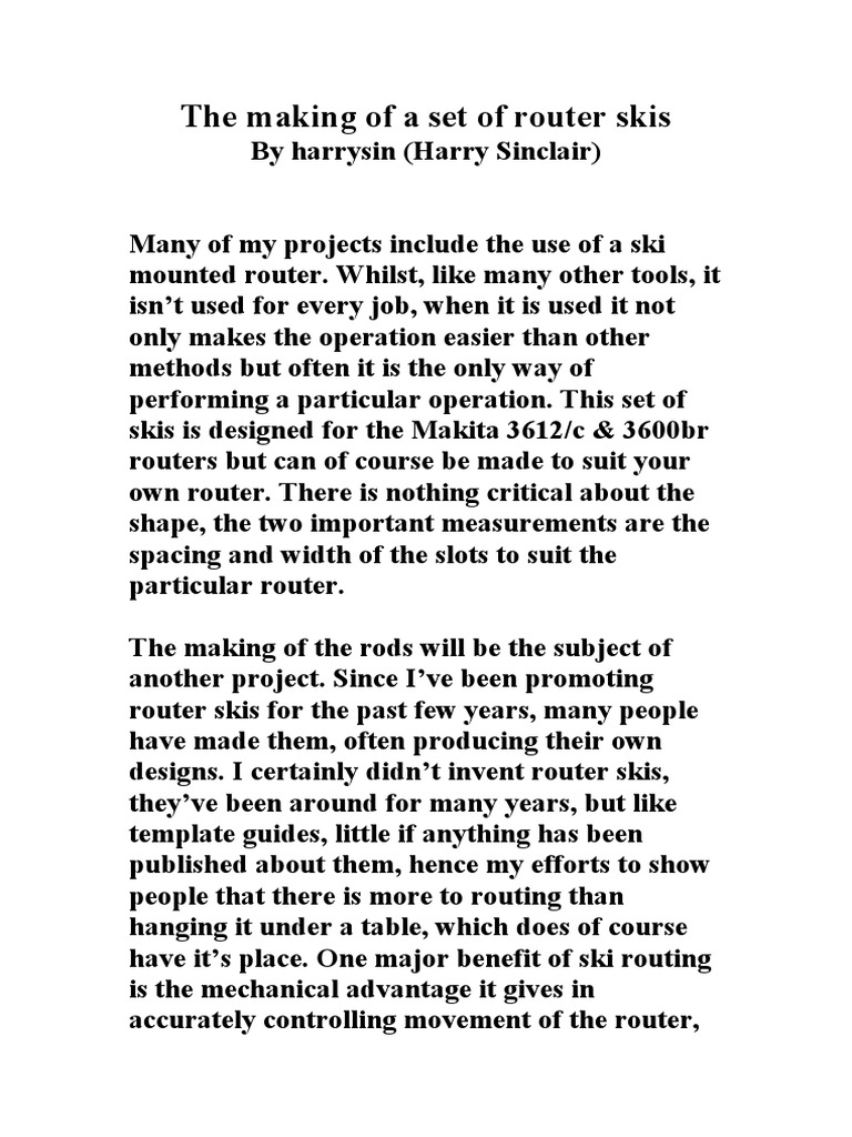 The Making of A Set of Router Skis | PDF