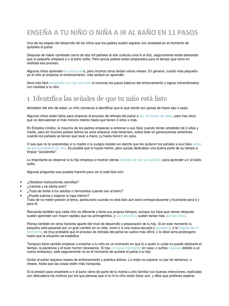 Ensena A Tu Nino o Nina A Ir Al Bano en | PDF | Prenda interior | Pañal