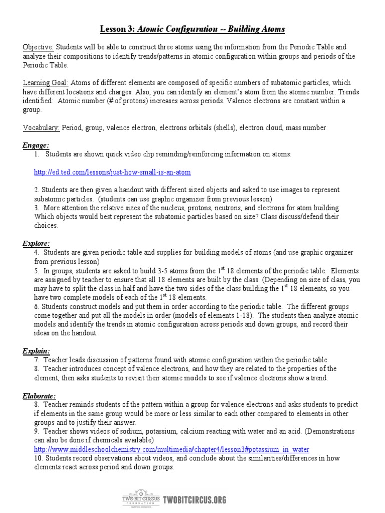 Chemistry Lesson Plan | PDF | Atoms | Periodic Table