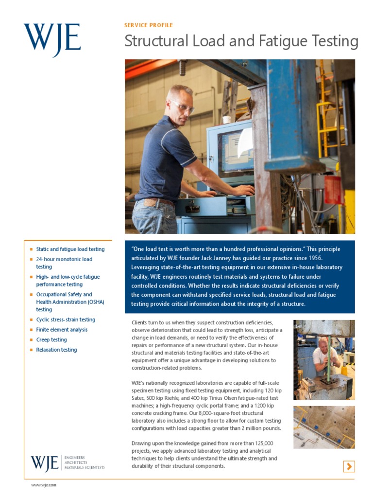 Structural Load and Fatigue Testing: Service Profile | PDF | Fatigue ...