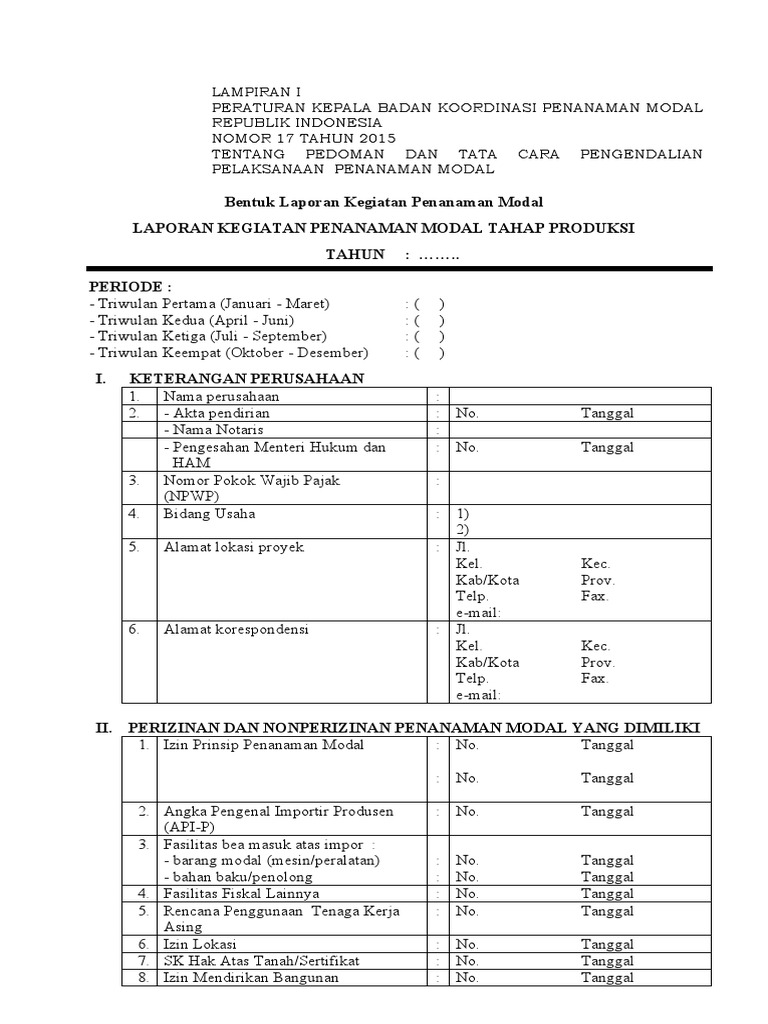 FormulirI LKPM | PDF