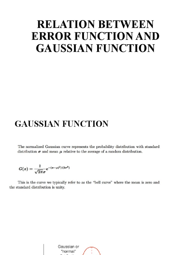 Error Function and Gaussian Function Analysis | PDF