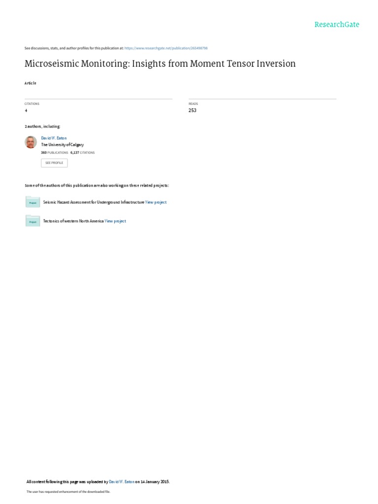 Microseismic Monitoring: Insights From Moment Tensor Inversion | PDF | Moment Magnitude Scale ...