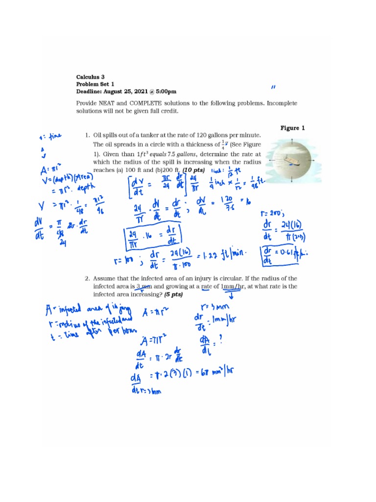 Problem Set 1 (Related Rates) | PDF