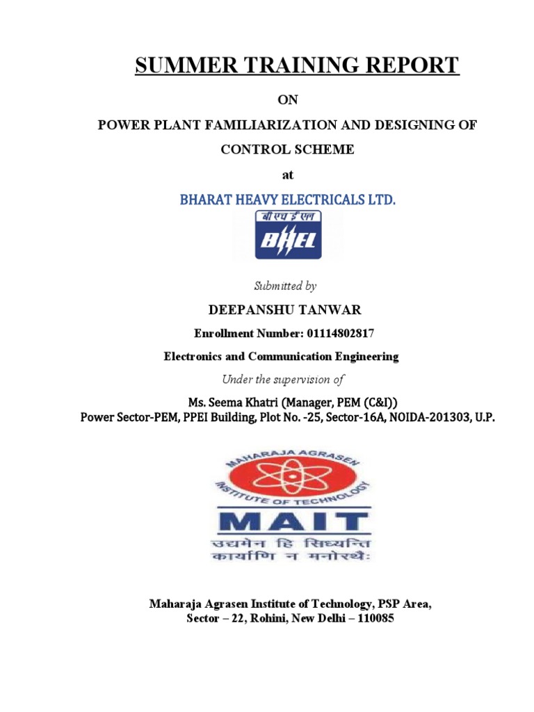 Bhel Internship Report | PDF | Boiler | Steam