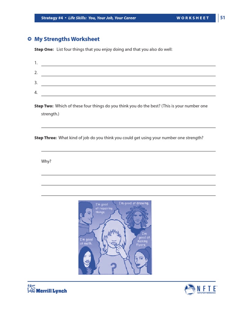 My Strengths Worksheet: Worksheet Strategy #4 - Life Skills: You, Your ...