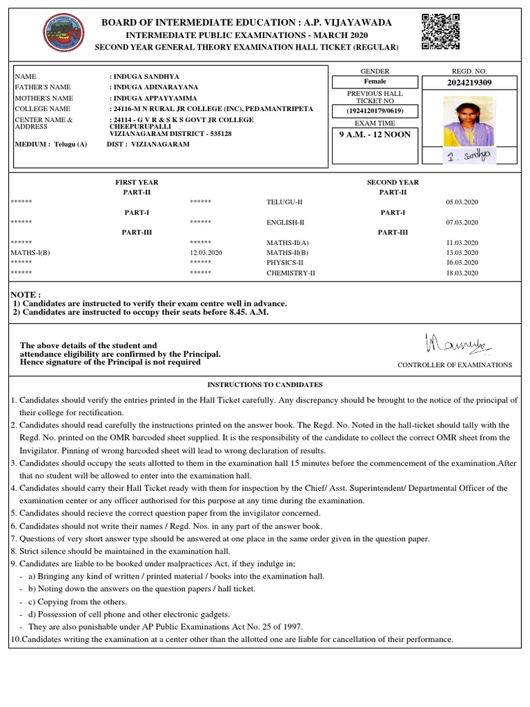 Board of Intermediate Education: A.P. Vijayawada: Second Year General ...