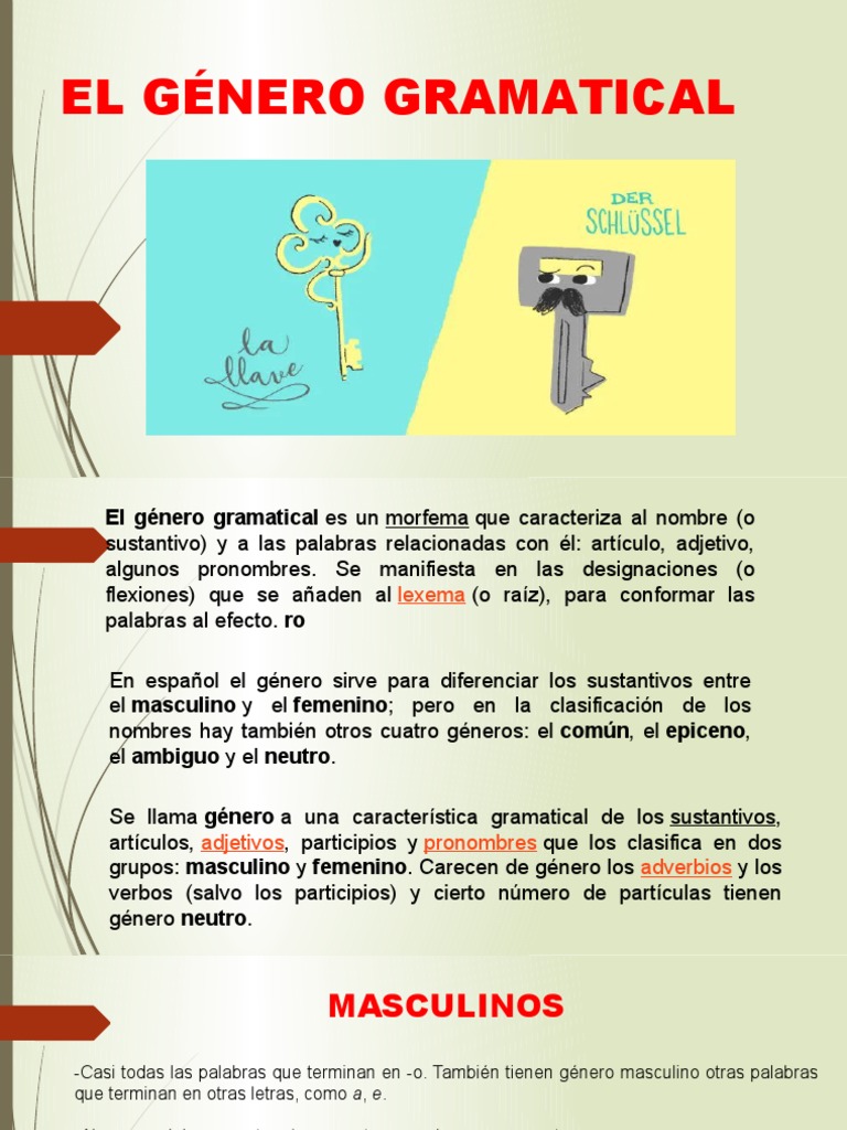 El Género Gramatical | PDF | Género gramatical | Sustantivo