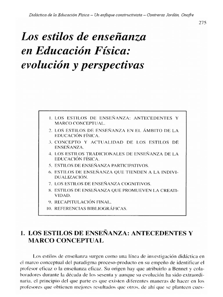 Los Estilos De Ensenanza En Educacion Fisica Pdf