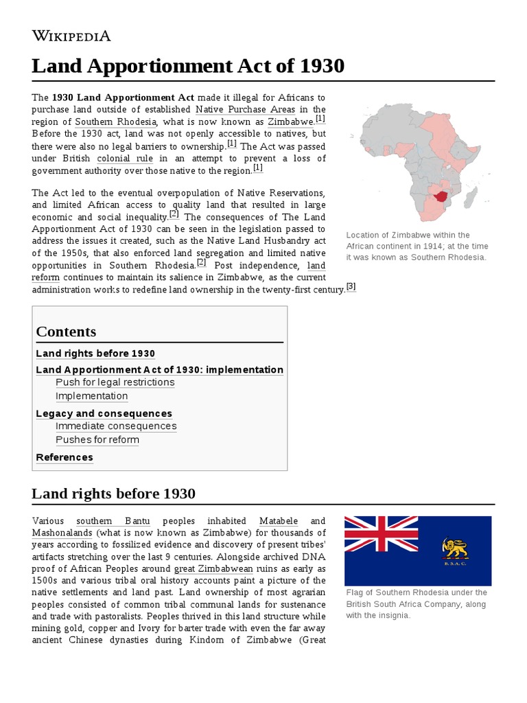 Land Apportionment Act of 1930 | PDF | Economies