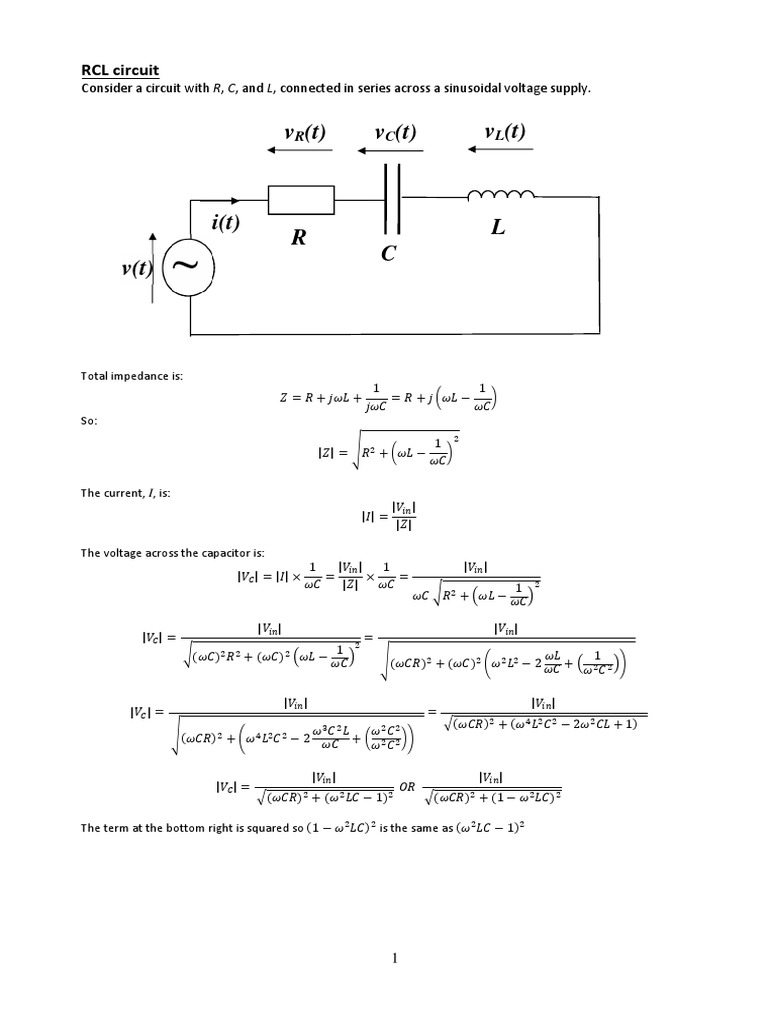 V (T) V (T) V (T) : RCL Circuit | PDF | Electrical Impedance | Series ...