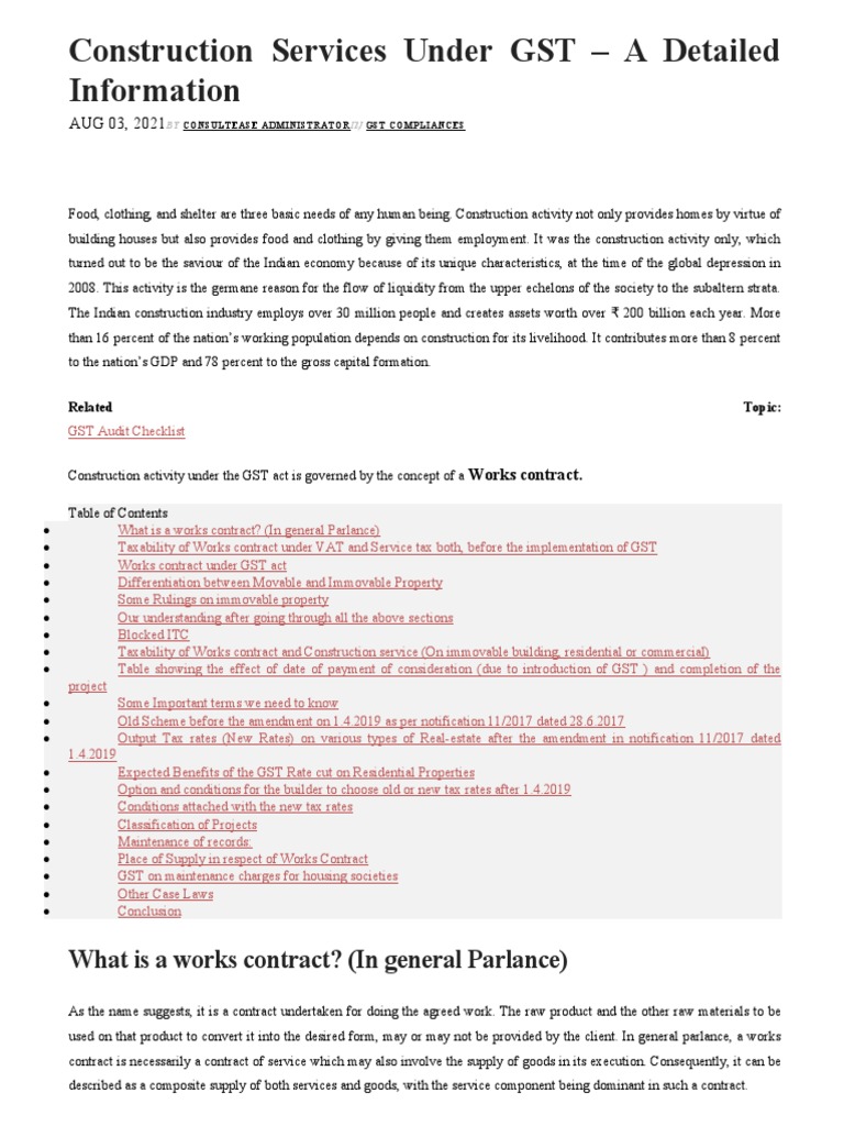 GST Rates for Construction Services | PDF | Value Added Tax | Taxes