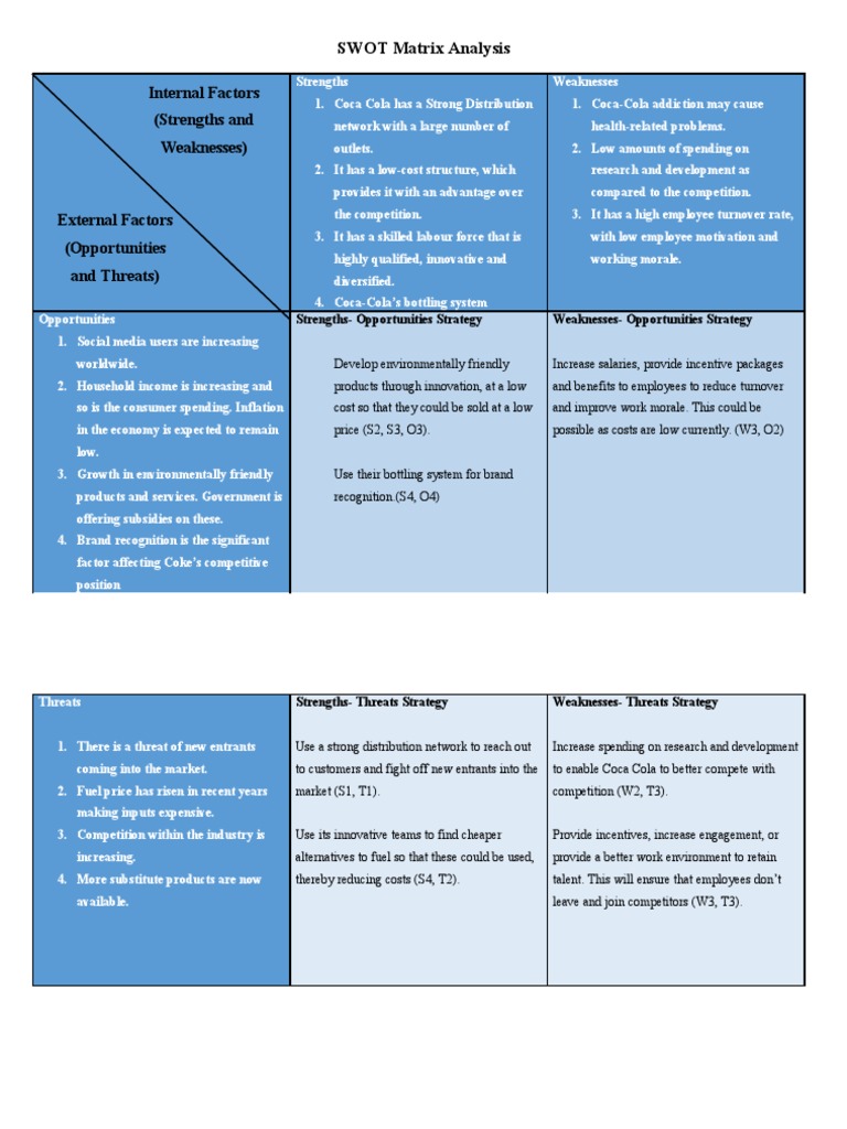 SWOT Matrix Analysis: Internal Factors (Strengths and Weaknesses) | PDF ...