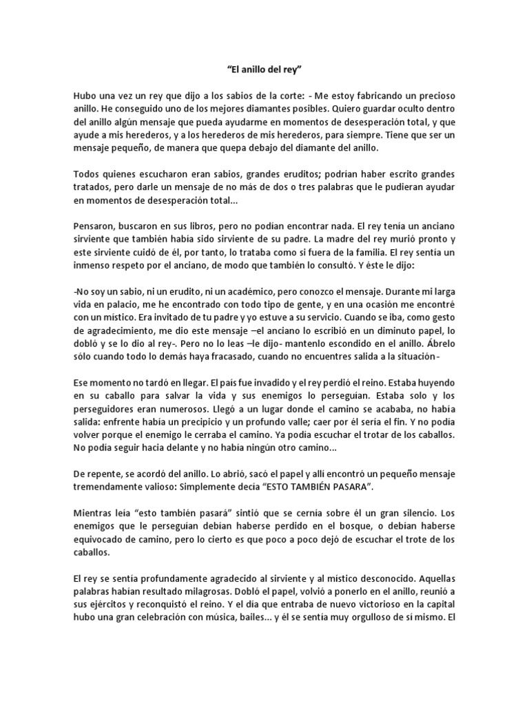 El Anillo Del Rey - Cuento | PDF