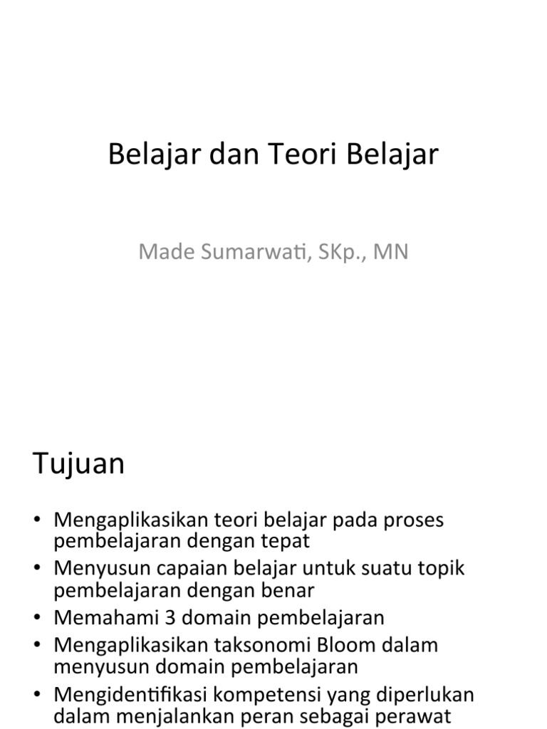 Belajar Dan Teori Belajar, Taxonomi Bloom | PDF | Learning | Memory