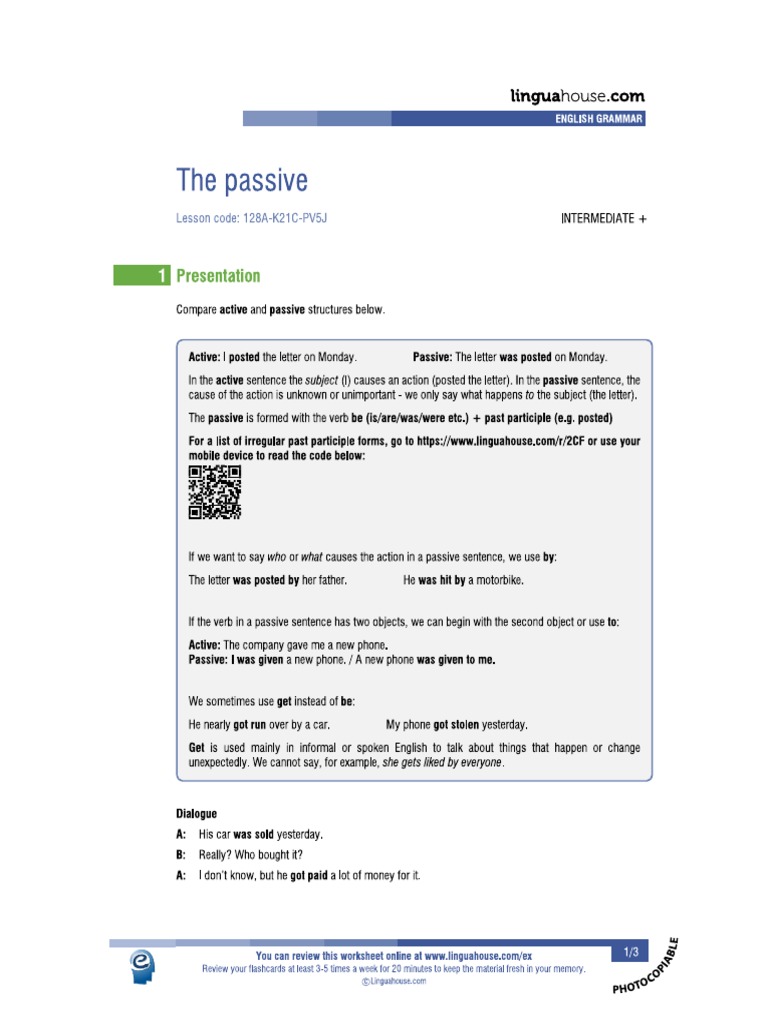 Passive Voice Grammar | PDF