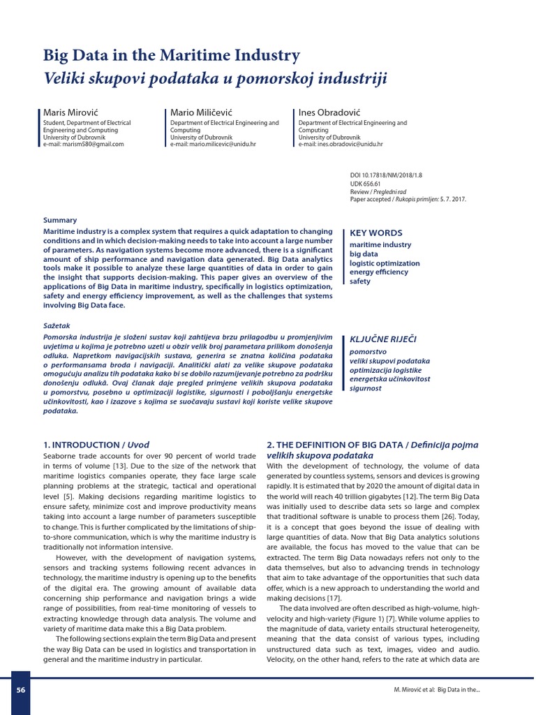 Big Data in The Maritime Industry | PDF | Big Data | Ships