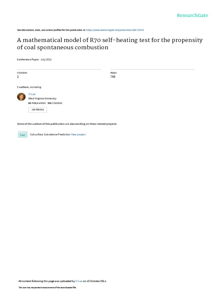 A Mathematical Model of R70 Self-Heating Test For The Propensity of ...