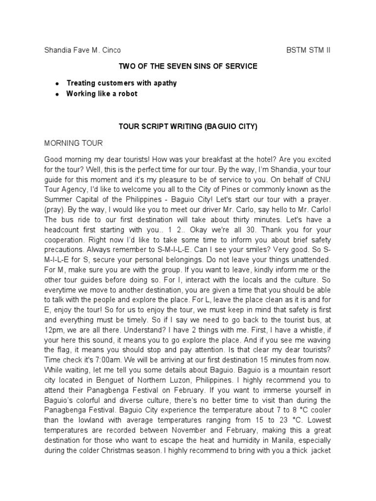 Baguio City Tour Script | PDF | Beer