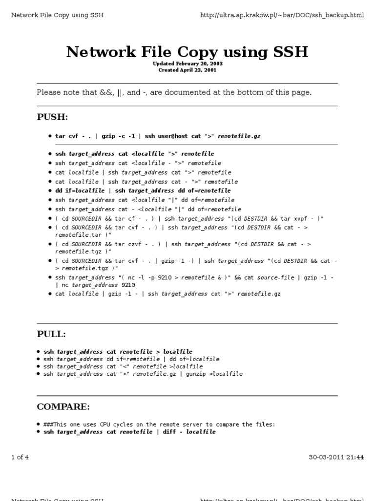 Network File Copy Using SSH | PDF | File Transfer Protocol | Secure Shell