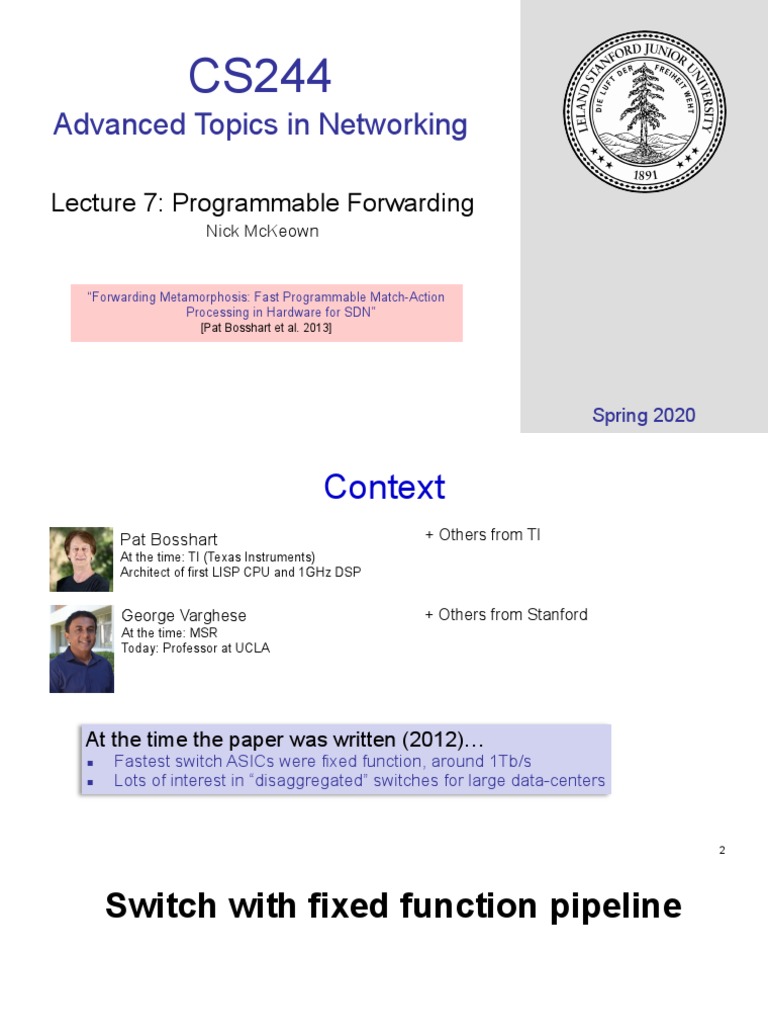 Advanced Topics In Networking Lecture 7 Programmable Forwarding Download Free Pdf I Pv6