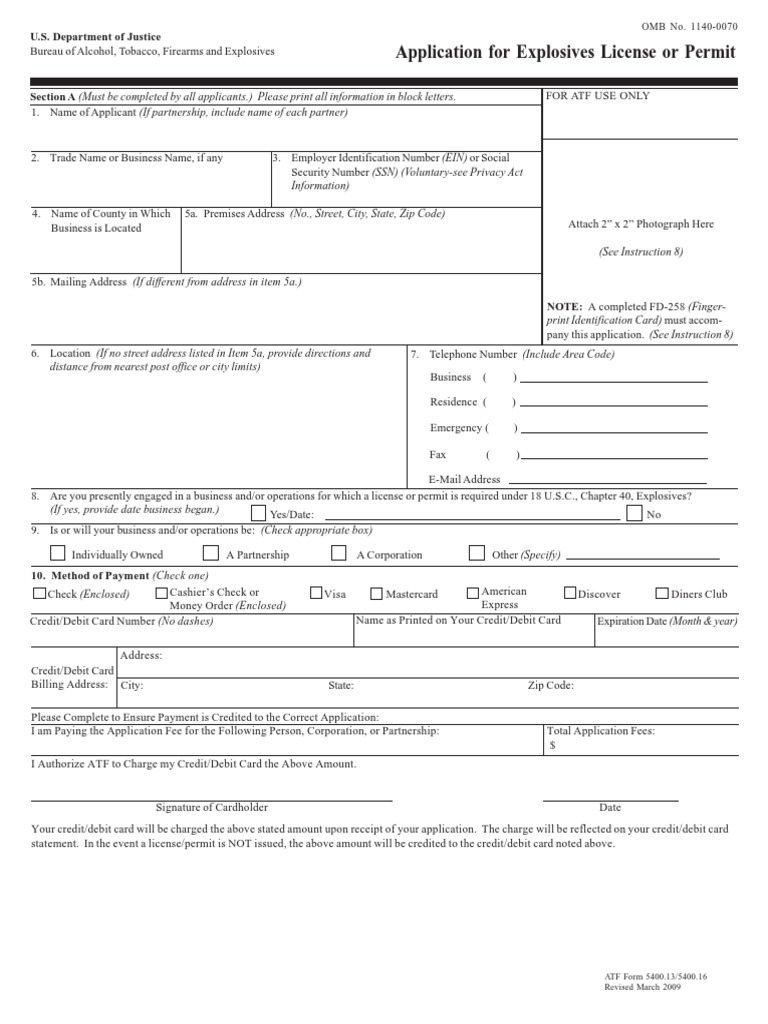 Application for Explosives License or Permit: Document Provides Details ...
