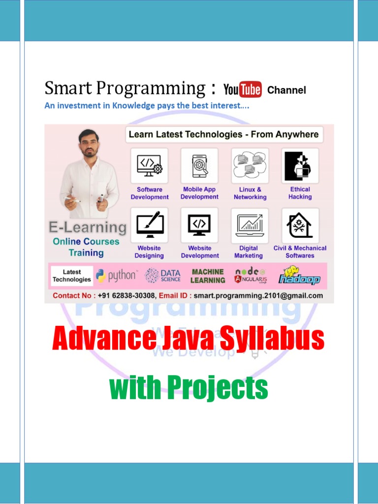 Advance Java Syllabus With Projects Pdf Java Programming Language Computing