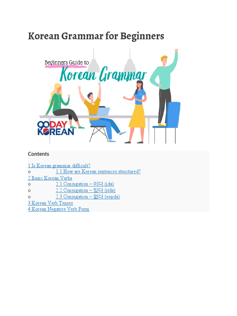 Korean Grammar For Beginners | Download Free PDF | Korean Language | Verb