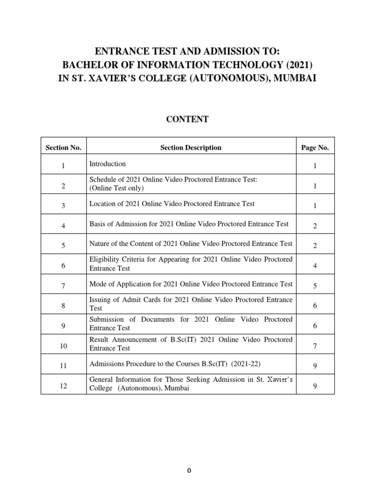 BSC It Entrance Test 2021 | PDF | University And College Admission ...