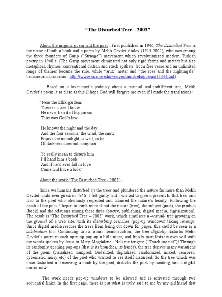 The Disturbed Tree | PDF | Mutation | Poetry