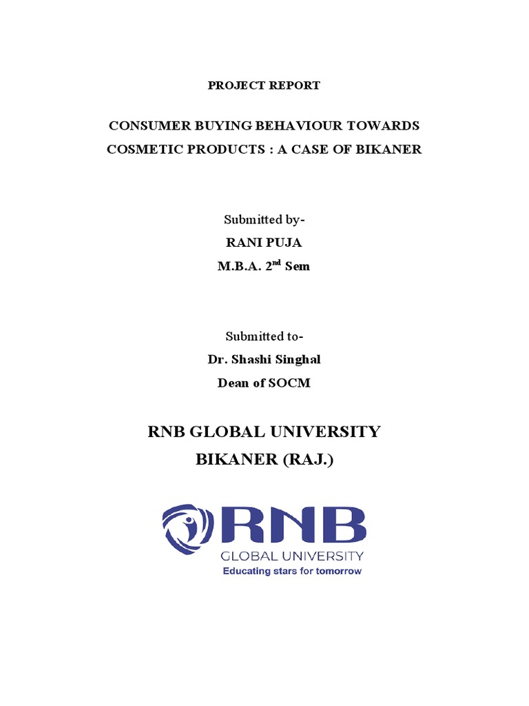 Project Report On Consumer Behavior Towards Cosmetics Product | PDF ...