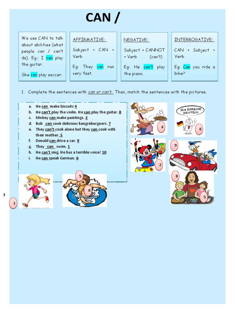 Can-Can't - Abilities-Grammar (1.1) | PDF