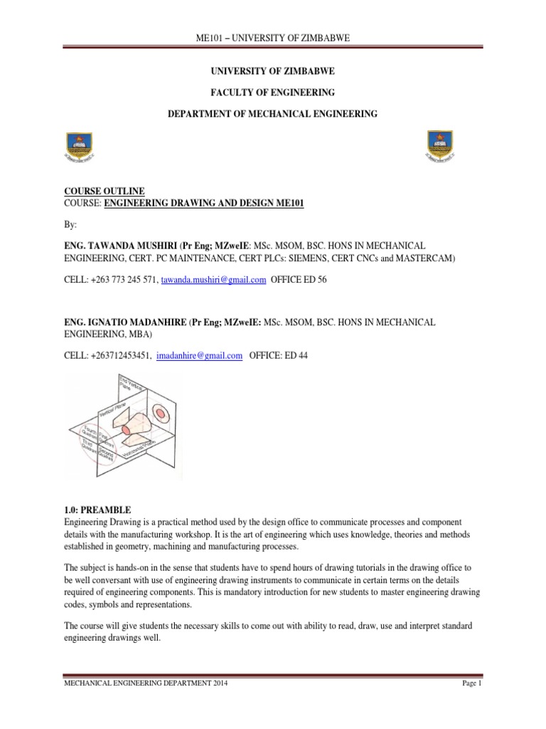 Me101 Course Outline 2014 | PDF | Engineering | Screw