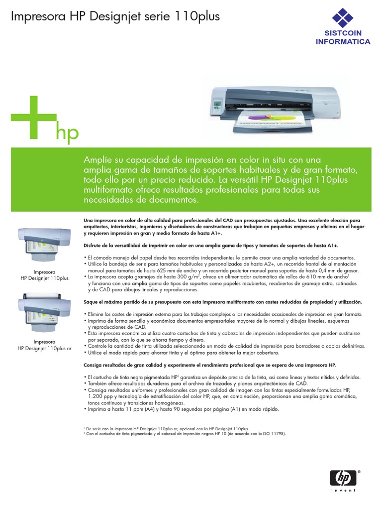 Designjet 110 Plus - 110 Plus NR Hewlett Packard | Descargar gratis PDF ...
