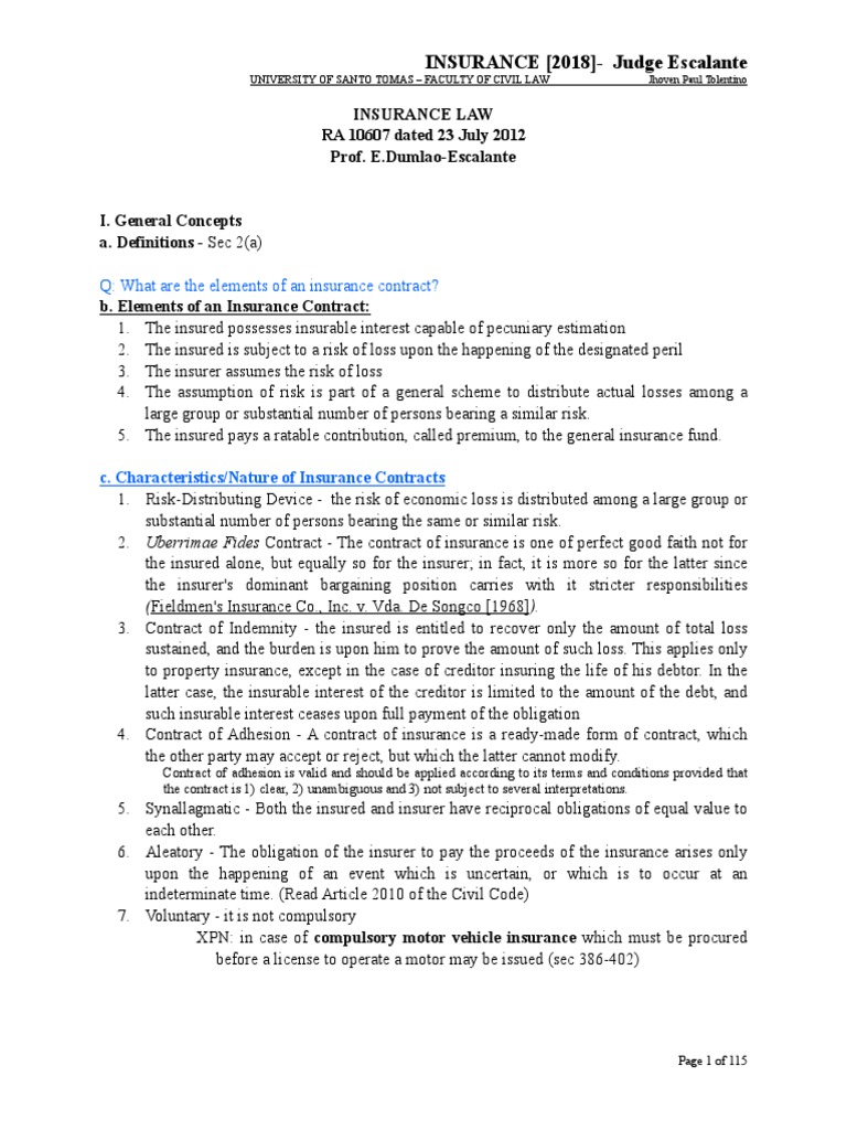 Insurance Notes | PDF | Insurance | Indemnity