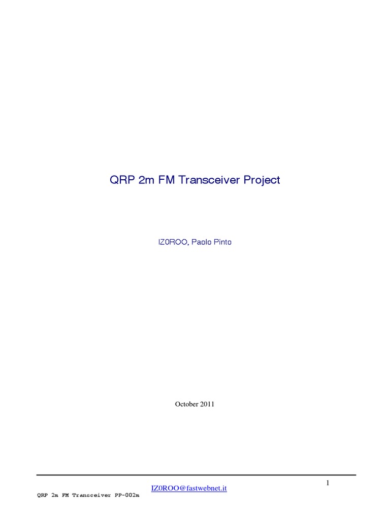 QRP 2m FM Transceiver Project: IZ0ROO, Paolo Pinto | Download Free PDF ...